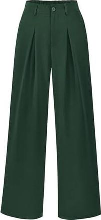 Generic Pantalon de travail taille haute pour femme, tenue d&eacute;contract&eacute;e 2025, pantalon habill&eacute; &agrave; jambes larges, taille &eacute;lastique, ample et pliss&eacute;, palazzo, ve