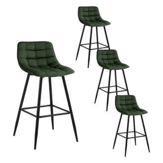 Woltu 4er Set Barhocker Barstuhl Hocker Tresenhocker Bistrohocker Design Stuhl Samt Metall Dunkelgr&uuml;n BH143dgn-4