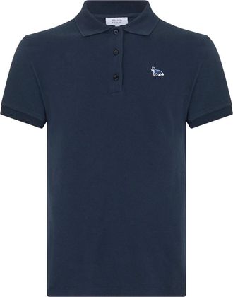 Maison Kitsun&eacute; Femme, Tops, Bleu, Taille: 42 FR Polo en coton piqu&eacute;