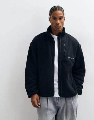Champion Polar-Fleece-Oberteil mit durchgehendem Rei&szlig;verschluss in Schwarz