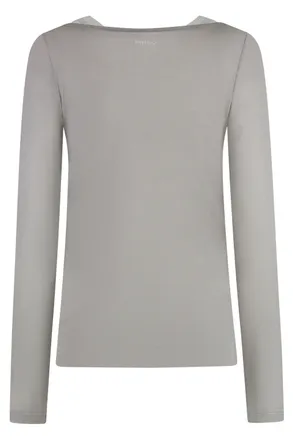 Pinko Womens T-Shirt Merci Jersey Long Sleeve Dark Grey Cotton Top
