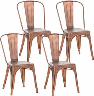 Clp Ensemble de 4 chaises empilables en chaises de bar en m&eacute;tal. Couleur : Cuivre
