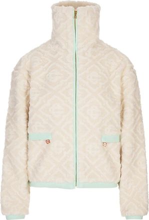 Casablanca Femme, Vestes, Blanc, Taille: 40 FR Monogram Jacquard Fleece Jacket