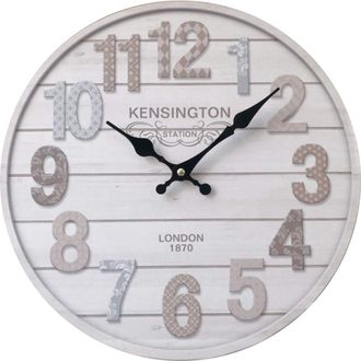 Mobili Rebecca Weiße Wanduhr, Vintage Wanduhren, MDF Holz, Analog, für Küche Wohnzimmer - Maße: Ø 33,8 x B 4 cm - Art. RE6465