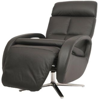 Hhg Neuwertig] Relaxsessel HHG 399, Design Fernsehsessel TV-Sessel Liegesessel, Liegefunktion drehbar, Voll-Leder schwarz