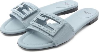 Fendi sandales en cuir à brides logo - Bleu