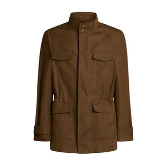 Kiton Leinen Utility Jacke - - Jackets - Herren - Braun - XL
