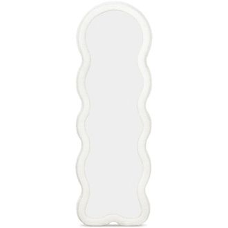 IDMarket Idmarket - Miroir sur pied vague en tissu bouclette cr&egrave;me 150 x 50 cm - Design scandinave - Installation facile contre mur ou suspendu
