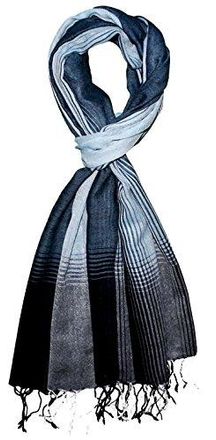 Lorenzo Cana Echarpe de 50% Cachemire et 50% Laine pour lhomme - 70 x 180 cm, à rayures - souple et noble - une sensation de luxe en bleu foncé bleu ciel blue gris