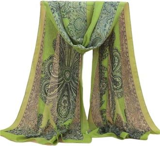 Generic &Eacute;charpe en satin pour cheveux - Motif oiseau et femme - Longue &eacute;charpe en soie - Petite &eacute;charpe l&eacute;g&egrave;re &agrave; carreaux, Vert, taille unique