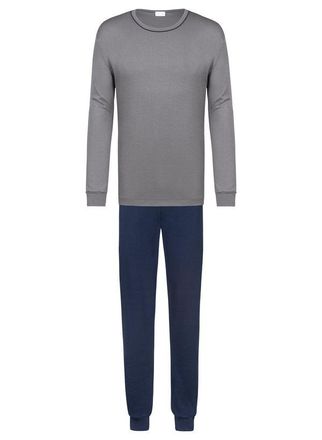 Mey Mey Herren Pyjama grau Reine Baumwolle unifarben