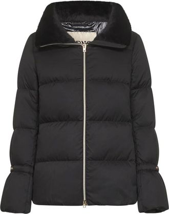 Herno Femme, Vestes, Noir, Taille: 40 FR Manteau Noir avec Col en Fausse Fourrure