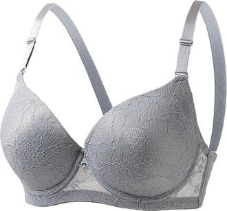Generic Allaitement avec patchwork en dentelle, soutien-gorge traditionnel &agrave; armatures avec bonnets fins, bralette r&eacute;glable et sexy, gris, 42