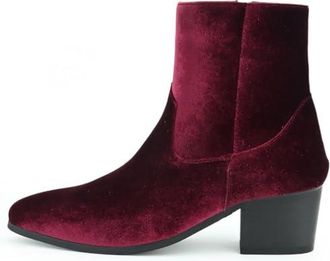 Generic Bottes Chelsea À Talons Hauts Et Fermeture Éclair Latérale pour Hommes, Bout Pointu, Talons Épais, Bottines Habillées pour Les Affaires, Les Fêtes Et 