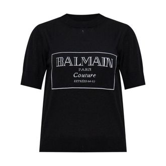 Balmain Femme, Tops, Noir, Taille: 36 FR Couture Two-Tone Knit Top