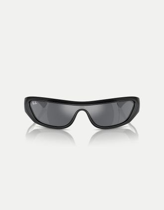 Ray-Ban Xan - Lunettes de soleil irrégulières à verres réfléchissants gris - Noir