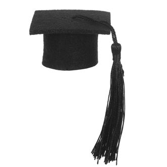 Amosfun Doktorhut F&uuml;R Flasche Mini Filz Weinflaschenh&uuml;Lle Abschlussfeier Tischdekoration Schwarz 5.5X5.5X3.2 Cm