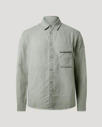 Belstaff Scale Hemd F&uuml;r Herren Garment Dyed Linen Flechtenbeige 2xl