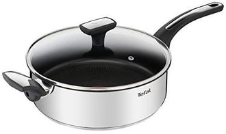 T-fal Sauteuse 26 cm + couvercle verre, Induction, Rev&ecirc;tement antiadh&eacute;sif r&eacute;sistant, Poign&eacute;e robuste, Garantie 10 ans, Diffusion homog&egrave;ne de la chaleur, Rec