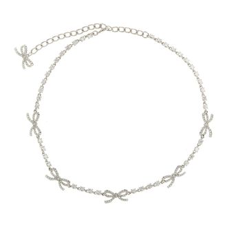 Self Portrait Crystal Bow Necklace - - Accessories - Damen - Grau - ONE SIZE