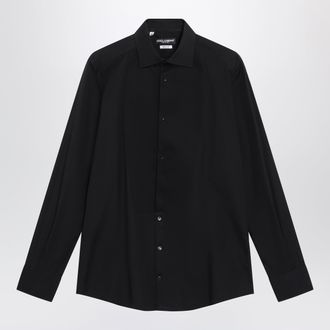 Dolce & Gabbana Tuxedo-Hemd Gold Fit aus Baumwollpopeline in Schwarz