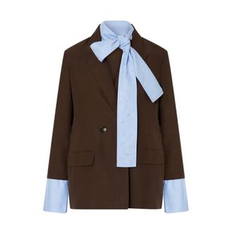 Liu Jo Femme, Vestes, Brun, Taille: 38 FR Blazer avec foulard orn&eacute; de bijoux