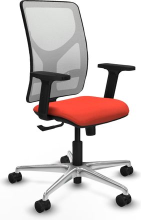 Piqueras y Crespo B&uuml;rostuhl aus Stoff, h&ouml;henverstellbar, mit Rollen und 2D-Armlehnen, h&ouml;henverstellbare Lendenwirbelst&uuml;tze, 3 Positionen, Wei&szlig;/Dunkelorange