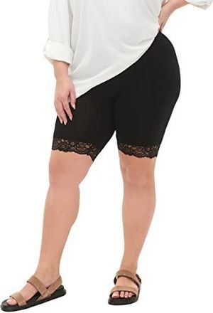 Zizzi Short de cyclisme pour femme, grandes tailles, ourlet en dentelle, taille, Noir, 54-56 Grote maten