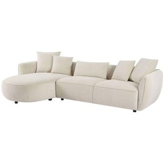 Vente-Unique Vente-unique - Canap&eacute; dangle gauche en tissu chenille beige dokalo de Maison C&eacute;phy