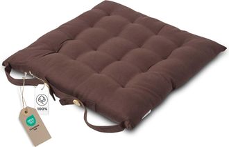 Homescapes Stuhlkissen 40x40 cm braun - Sitzkissen Outdoor/Indoor mit Baumwollbezug, Sitzpolster waschbar und Oeko-TEX-Zertifiziert f&uuml;r Esszimmer-, K&uuml;chen- & Gar