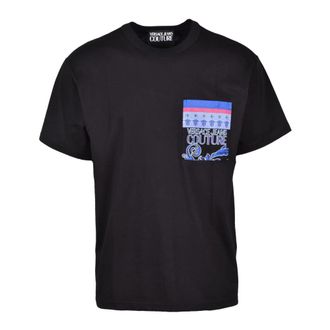 Versace Jeans Couture Baumwoll-T-Shirt mit Stilvollem Design - - Tops - Herren - Schwarzk - L