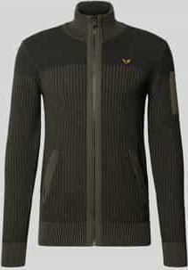 PME Legend Regular Fit Strickjacke aus reiner Baumwolle mit Label-Stitching