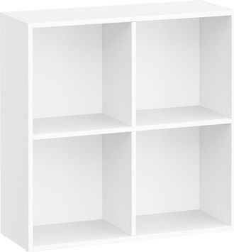 Vasagle B&uuml;cherschrank, B&uuml;cherregal, mit 4 F&auml;chern, B&uuml;roregal, W&uuml;rfelregal, Standregal, f&uuml;r Wohnzimmer, Schlafzimmer, B&uuml;ro, Kinderzimmer, wei&szlig; LBC476W01