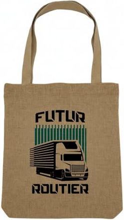 Fabulous Sac Shopping Tote Bag Aspect Lin - Futur Routier M&eacute;tier Camion Voyage - Sac de Courses Toile Epaisse 360g Beige Naturel Cabas Port&eacute; Epaule Solide Impr