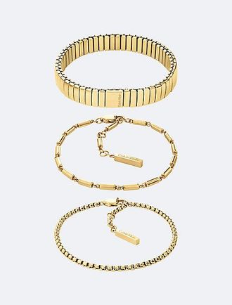 Calvin Klein 3-teiliges Armbandset - Yellow Gold Ip - Damen - Einheitsgr&ouml;&szlig;e
