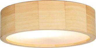 Licht-Erlebnisse Deckenlampe Glas Holz Kiefer Flur Wohnzimmer Ø27 cm E27 1-flammig blendarm Modern gemütliche Deckenleuchte Treppenhaus ARBARO