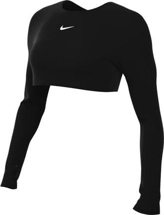 Nike Nike W NP DF Crop Ls Femme Haut à Manches Longues, Noir, Gris Fer, Gris Fer