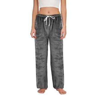 Generic Pantalon de pyjama pour femmes Pantalon de pyjama moelleux : pantalon de pyjama femme long flanelle avec poignets et poches de pantalon Pantalon de co