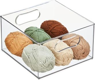 mDesign Tiefer stapelbarer Kunststoff-Aufbewahrungsbehälter, Bastelraum-Organisation für Klassenzimmer, Schrank, Studio, Regale und Schrank - hält Nähen, Kuns