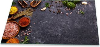 Decorwelt Herdabdeckplatte Abdeckung Ceranfeld Abdeckplatte Schneidebrett 1-Teilig 90x52 Gewürze Mehrfarbig Spritzschutz Glasplatte Ceranfeldabdeckung Schutz He