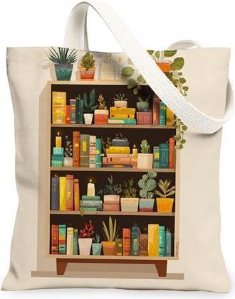 Generic Sacs fourre-tout en toile pour &eacute;tag&egrave;re - Motif succulent color&eacute; - R&eacute;utilisables - Vintage - L&eacute;gers - Lavables - Taille S, beige, 13x15 Inch