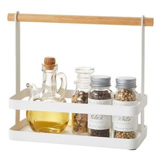 Yamazaki Tableware Yamazaki 2420 TOSCA Gew&uuml;rzst&auml;nder, wei&szlig;, Stahl/Holz, minimalistisch, 24 x 10 x 20 cm