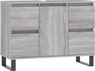 vidaXL Vidaxl - Armoire murale de salle de bain sonoma gris 80x33x60 cm - 4 tiroirs - Installation flexible de porte - Pieds en fer pour style industriel