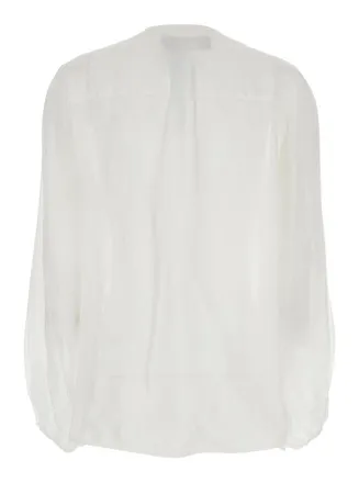 Bazar Deluxe Womens Shirt With Classic Collar, White Ramie Glass Blouses