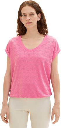 Tom Tailor Damen Loose Fit T-Shirt mit elastischem Saum