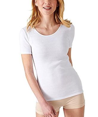 Damart T-Shirt Manches Courtes Fine côte Thermolactyl Femme Blanc Taille 34-36 (XS)