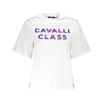 Cavalli Wei&szlig;e Baumwoll Damen T-Shirt - - Tops - Damen - Wei&szlig; - XS