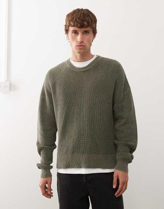 Weekday Kastiger Pullover in verwaschenem, dunklem Khaki-Gr&uuml;n