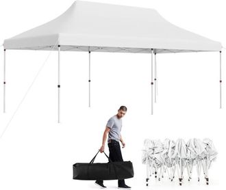 Costway Costway - Tonnelle de Jardin Escamotable Pliable 300x600CM, Tente de F&ecirc;te Imperm&eacute;able Protection Solaire 3 Hauteurs 296/306/316 cm avec Sac de