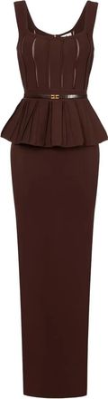 Elisabetta Franchi robe longue à détail de ceinture - Marron